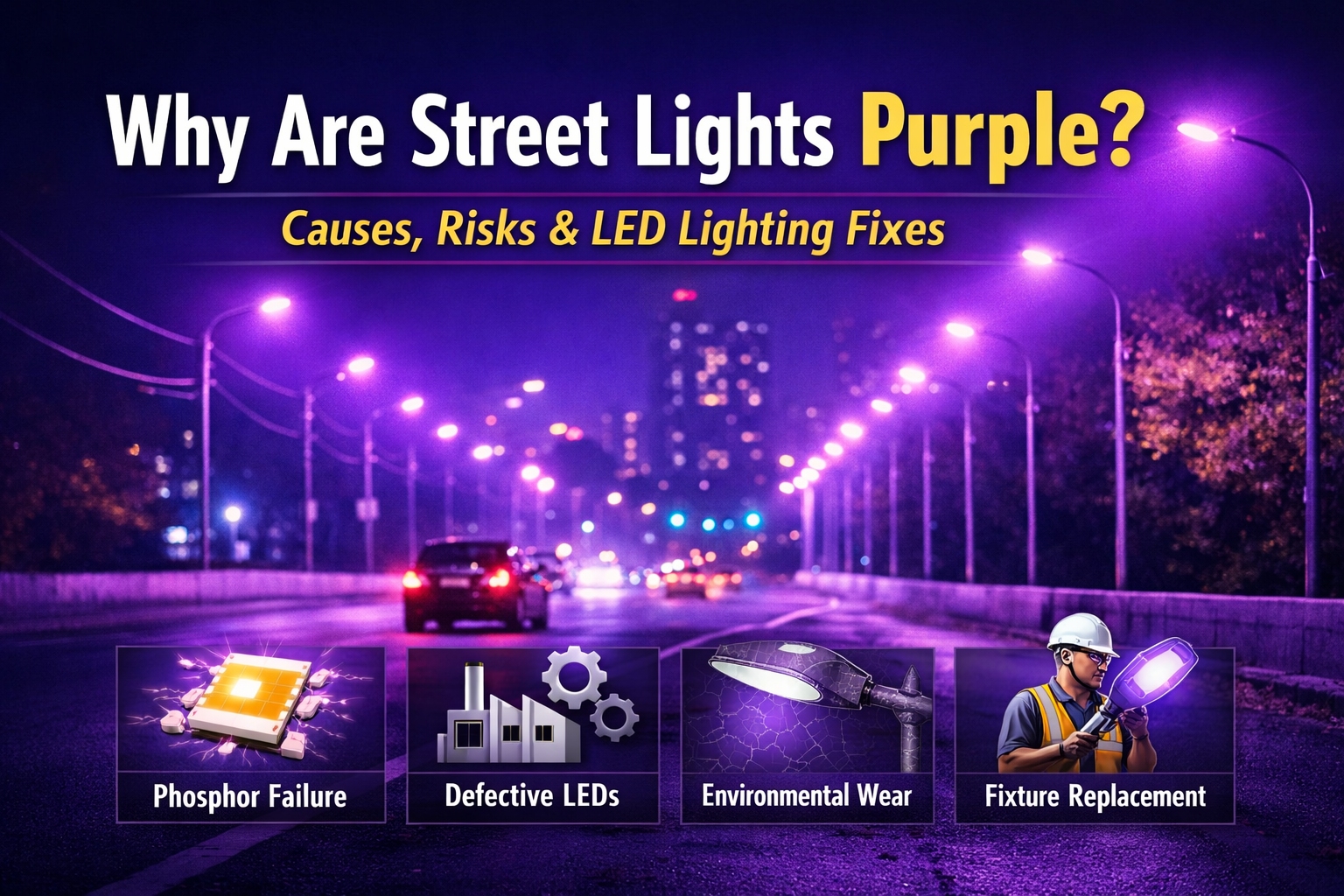 why are there purple street lights